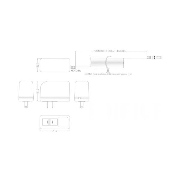 入力：100&amp;#12316;240Vac出力：12Vdc/3.0A出力プラグ：PL03B(5.5φx2.1φxL9.5mm)電極性：センター(+)認証：PSECECレベル：VIユニファイブ