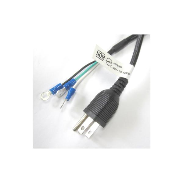 定格：10A/125Vプラグ：3P(5-15P)端子：丸型端子ｘ3ケーブル：SVT 3ｘ18AWG(0.824MMSQ)60C VW-1 300V 2M認証：NOM(メキシコ),UL,CSA
