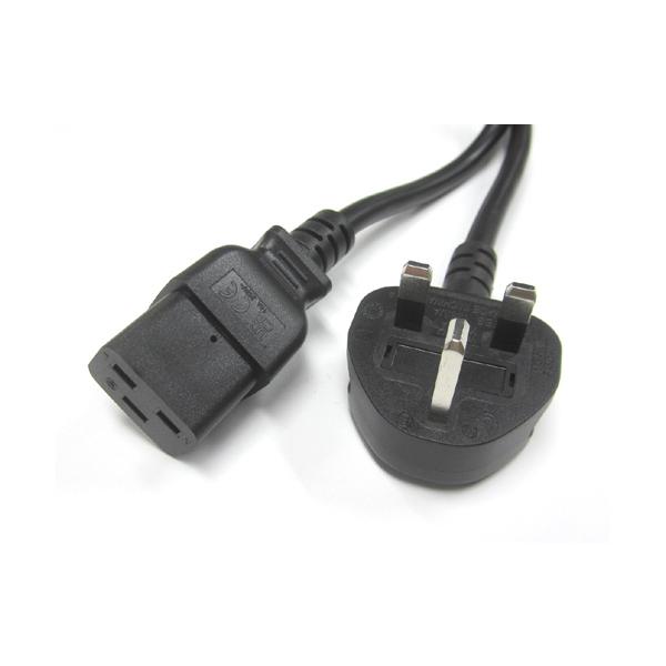 定格：13A/250Vプラグ：BS1363/Aヒューズ：13Aコネクタ：IEC60320-C19ケーブル：H05VV-F 1.5MMSQｘ3G 2.5M認証：SASO,中東湾岸７カ国認証,ASTA,PSB, HK