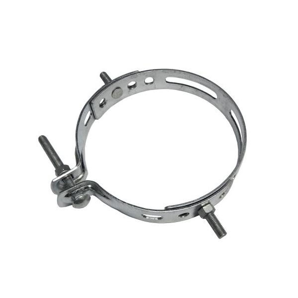 イワブチ 自在バンド 3BD-HC-23・適用径範囲:φ230〜φ320・バンド幅:40mm  厚み:3.2mm・d1:M12×50  d2:M12×120メッセンジャーワイヤー、ネット支持金具の取付に利用される商品です。