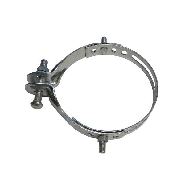 イワブチ 自在バンド 3BD-HE-30・適用径範囲:φ300〜φ410・バンド幅:48mm  厚み:4.0mm・d1:M16×50・d2:M20×140メッセンジャーワイヤー、ネット支持金具の取付に利用される商品です。ボルトがM20と最も...