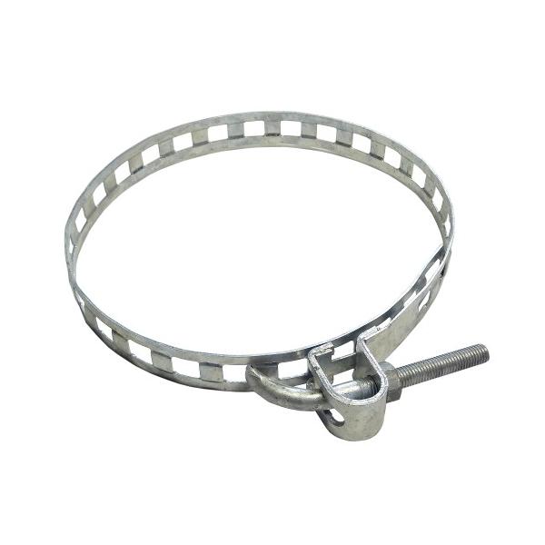 自在バンド ABT-206・適用径:φ180以内・幅:25mm 厚み:1.2mm ネジサイズ:M10 長さ:600mm・溶融亜鉛メッキケーブル、電線管、足場金物、低圧用ラックなどの取付けに使用します。※商品画像はABT-208のものです。