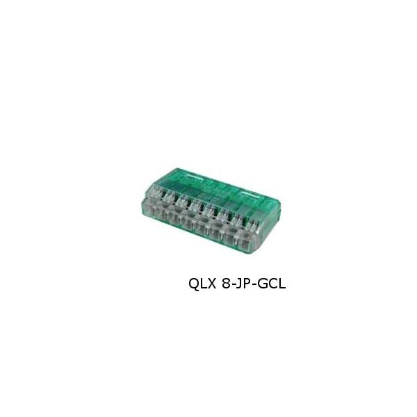 差込型電線コネクタ クイックロック QLX 8-JP-GCL 【20個入】極数:8定格:20A300V適合電線:銅/単線 φ1.6mm φ2.0mmサイズ:タテ20.5 ヨコ39.2 タカサ9.1電線被覆を剥ぎ、コネクタに差し込むだけで接続...