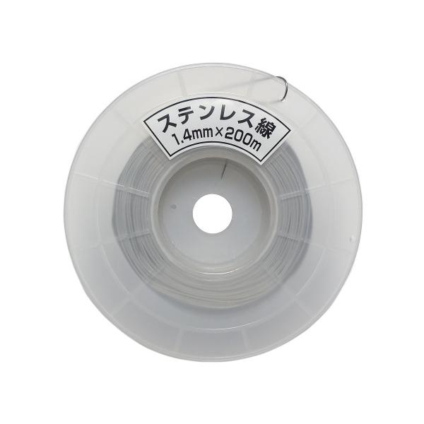 ステンレス支線 プラスチックボビン S-SEN1.4Pサイズ:1.4mm×200m巻安全荷重:60kgプラスチックボビンのステンレス線です。