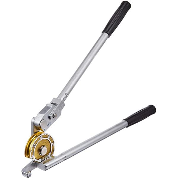 2段式アクションハンドルにより180°曲げが従来製品より楽に曲げることができます。各サイズ色分けをしているので、どのサイズのベンダーか一目でわかります。3／8″赤色、1／2黄色、5／8″青色、3／4″緑色4サイズ揃えるととてもカラフルです。