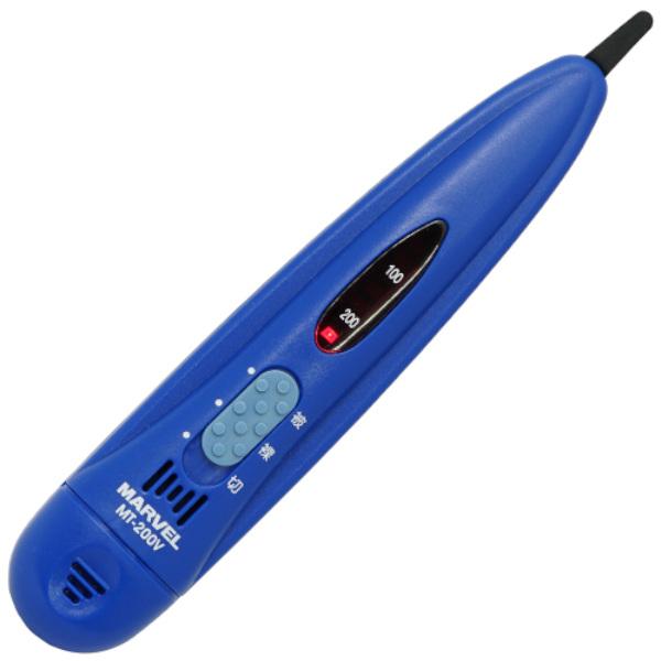 【お取り寄せ】●100V・200V 両方対応●裸線・被覆線の切り替えタイプ●4段階のLED表示と音で検電の確認可能★仕様★●品番:MT-200V●質量(g):約35（電池含む）●素材:樹脂・ゴム●寸法(mm):高さ197×幅28×奥行21....