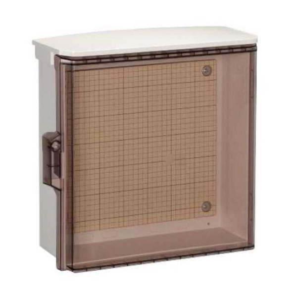 シンプルな汎用の屋外用樹脂製ボックス！・屋根付きのため屋外で使用できます。・シンプルなデザイン、色彩で様々な取付場所に適しています。・ポール取付用の取付バンド孔が付いています。・底面と背面に配線穴用ノックアウトが付いています。・樹脂製ですの...