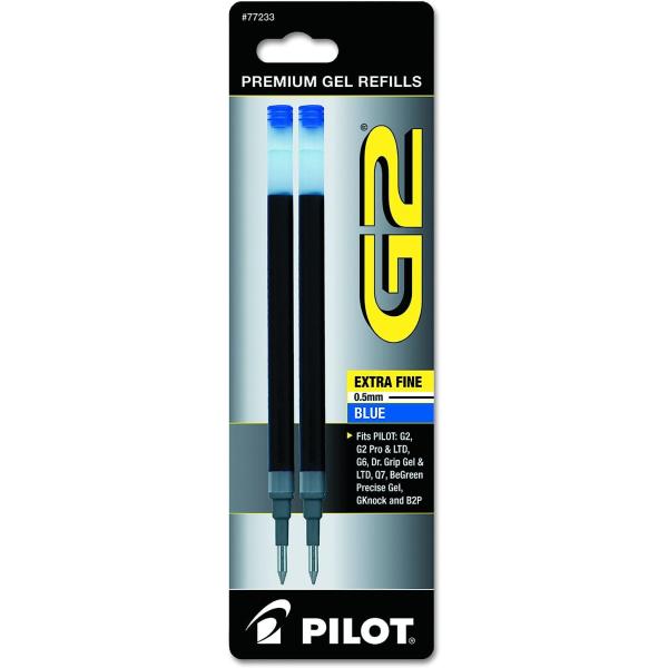 商品名Gel Ink Rolling Ball Pen RefillPILOT Gel Ink Refills for G2, Dr. Grip, ExecuGel G6, Q7, Extra Fine Point, Blue Ink, 2...