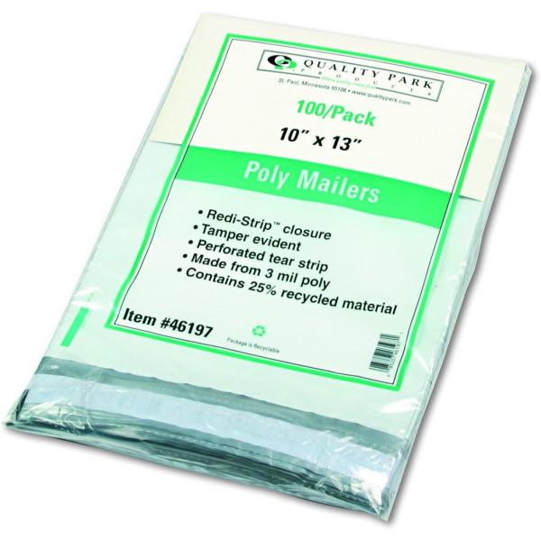 商品名品質公園46197 RediストリップPoly Mailer、10 x 13、ホワイト(ボックスof 100 )Quality Park Poly Mailer, Redi-Strip, White, 10 x 13, 100 per...
