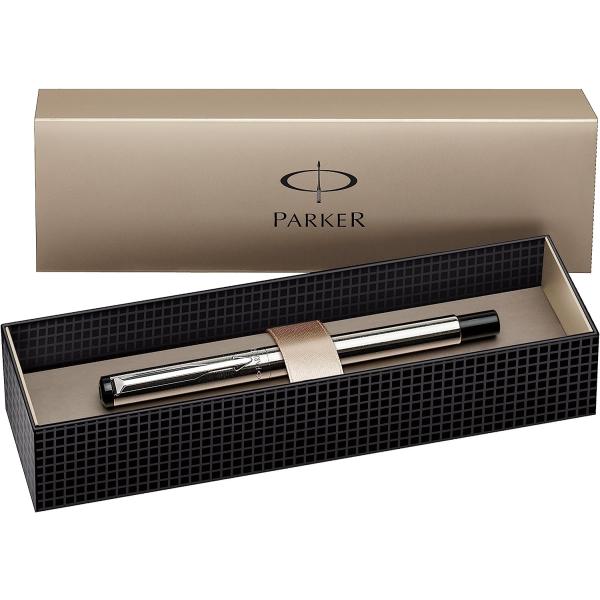 商品名Parker Vector Stainless Steel Trim Fountain Pen with Medium Nib, Gift Boxed - Stainless Steelブランド：Parker商品サイズ：1高さ：3.4...