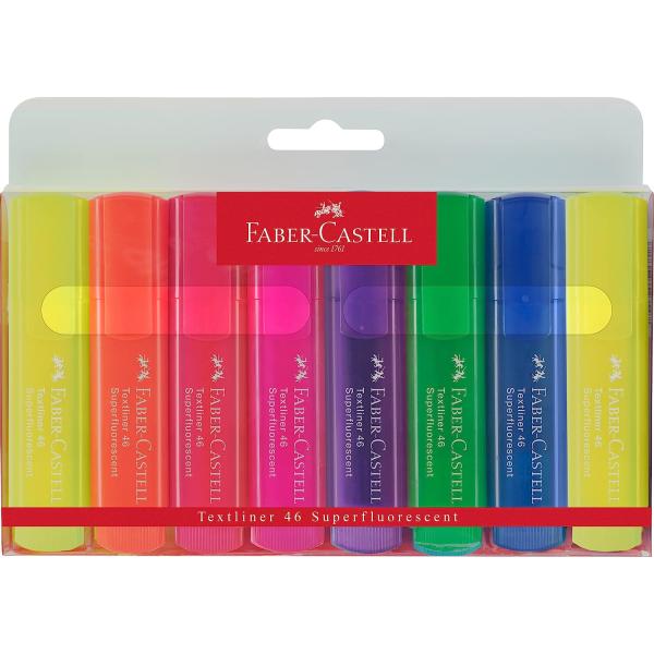 商品名Pochette de 8 (6+2 gratuits) surligneurs TEXTLINER 1546, pointe feutre biseaut e, assortisFaber-Castell Fluorescent H...