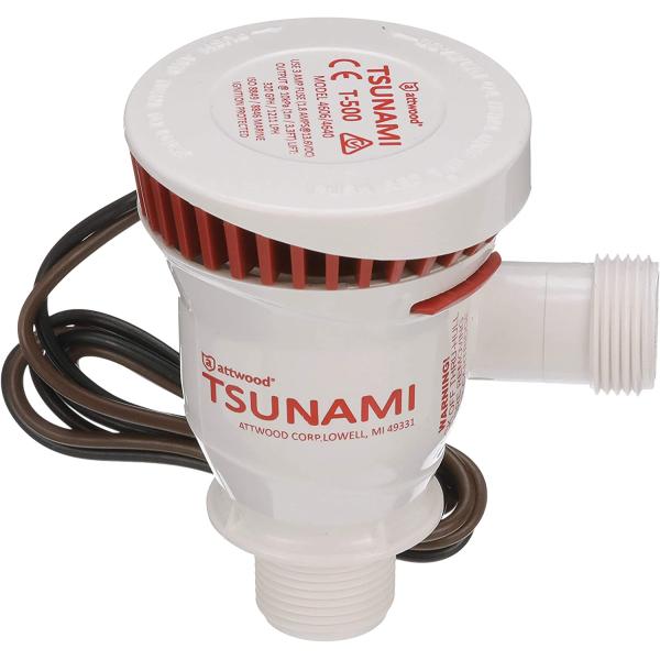 商品名Attwood 4643-7 Tsunami T500 エアレーターポンプ 500 GPH、12ボルト、7/8インチ長インレット、ねじ込み直径3/4インチアウトレット。Attwood 4643-7 Tsunami T500 Aerat...