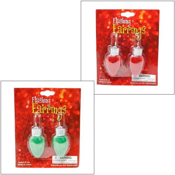 商品名Christmas Novelty Light up Bulb Earrings - colors may vary by Flash N' FunChristmas Novelty Light up Bulb Earrings - ...