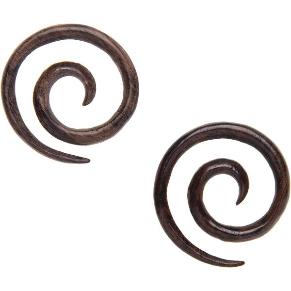 商品名81stgeneration天然ココウッド製3ミリ10Gスパイラルピアス（両耳用）81stgeneration Women's Men's Brown Wood Spiral 3 mm 10 Gauge Stretcher Triba...