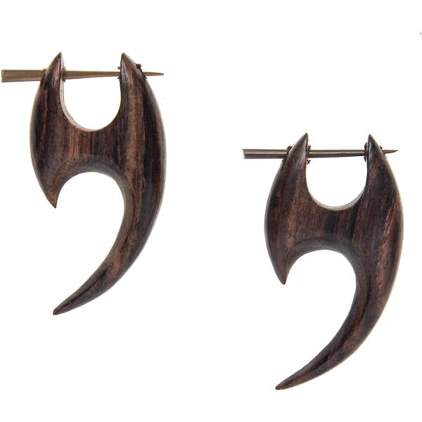 商品名手が81stgenerationによって歯の木製部族ココイヤリングのペアを作った81stgeneration Brown Wood Tooth Gothic Earrings with Stick Posts - Wooden Ear...