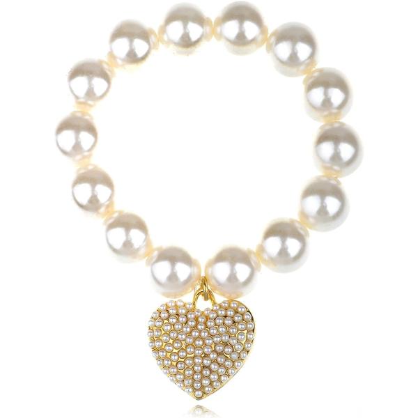商品名Alilang Chunky Faux White Pearl Bead Lolita Bracelet Golden Toned Heart Love Charmブランド：Alilang商品サイズ：高さ：4.9 cm横幅：7.3 c...