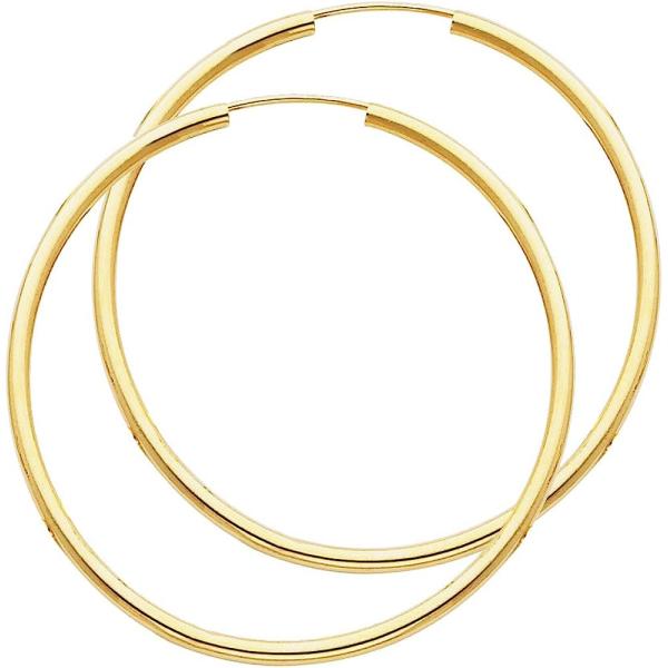 商品名14Kイエローゴールド 厚さ2mm エンドレスフープピアス 9種類のサイズ14k Yellow Gold 2mm Thickness Endless Hoop Earrings (45 x 45 mm)ブランド：The World J...