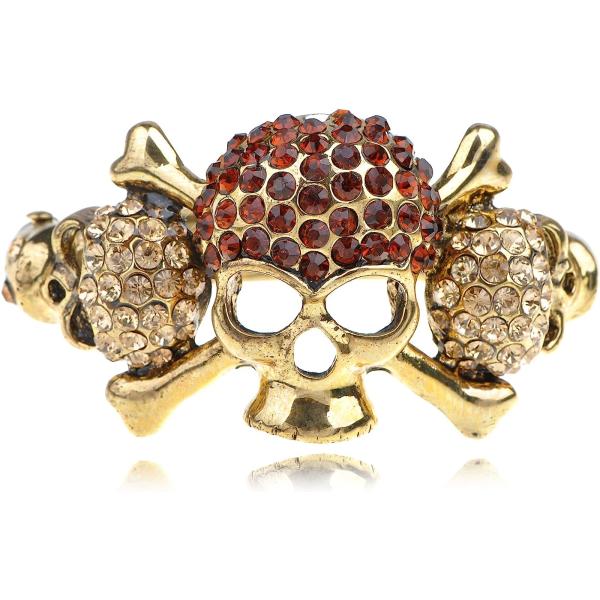 商品名Alilang バングルブレスレット レディース ゴールドトーン トパーズ カラード ラインストーン 海賊 スカルボーンAlilang Golden Tone Sparkly Clear Topaz Rhinestones Gothi...