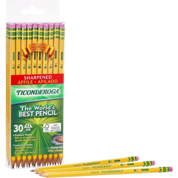 商品名Pre-Sharpened Pencil, #2, Yellow Barrel, 30/Pack (並行輸入品)Ticonderoga Wood-Cased Pencils, Pre-Sharpened, 2 HB Soft, Yel...