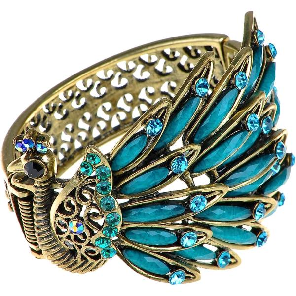 商品名(Blue) - Alilang Womens Antique Golden Tone Peacock Bracelet Bangle With Turquoise Blue GemsAlilang Womens Antique Go...