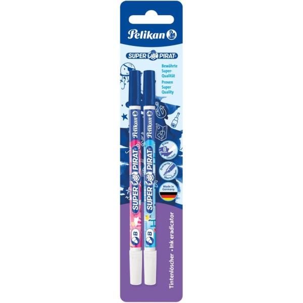 商品名Pelikan - Lot de 2 effaceurs d'encre Super Pirat, large, carte blisterPelikan Super-Pirat Royal Blue/Ink Eradicator P...