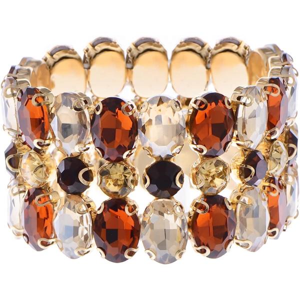 商品名Alilang Chunky Topaz Crystal Rhinestone Gem Golden-Tone Metal Stretch Fashion Braceletブランド：Alilang商品サイズ：高さ：5.3 cm横幅：8...