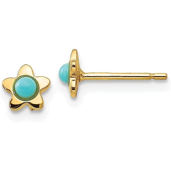 商品名14K イエローゴールド ブルー ターコイズ スター ポスト スタッド イヤリング ボール ボタン 天体 ファインジュエリー 女性へのギフトに, クリスタル 石材 イエローゴールド ターコイズ, ターコイズ14k Yellow Gol...