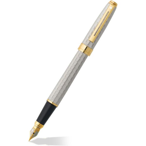 商品名Sheaffer Prelude Signature Stylo plume pointe moyenne corps grav  plaqu  argent motif peau de serpent avec accents or...