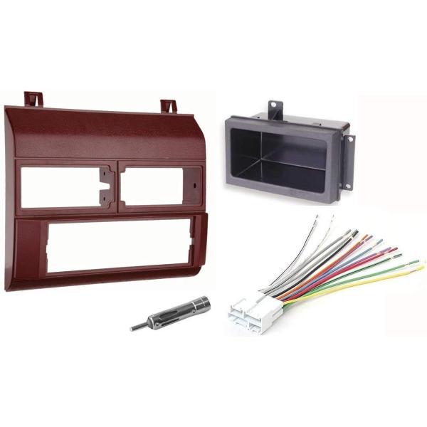 商品名Red Complete Single Din Dash Kit + Pocket Kit + Wire Harness + Antenna Adapter Compatible with Chevrolet &amp; GMC 19...