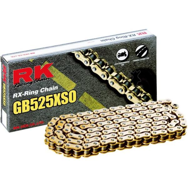 商品名RK Racing (GB525XSO-112) ゴールド RXリングチェーン 接続リンク付きRK Racing Chain GB525XSO-112 (525 Series) Gold 112 Link High Performan...