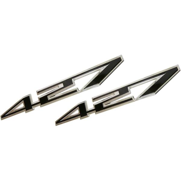 商品名2 x (Pair / Set of 2) Black 427 CI Cubic Inch Real Highly Polished Aluminum Engine Hood Emblem Badge for Chevy Chevro...