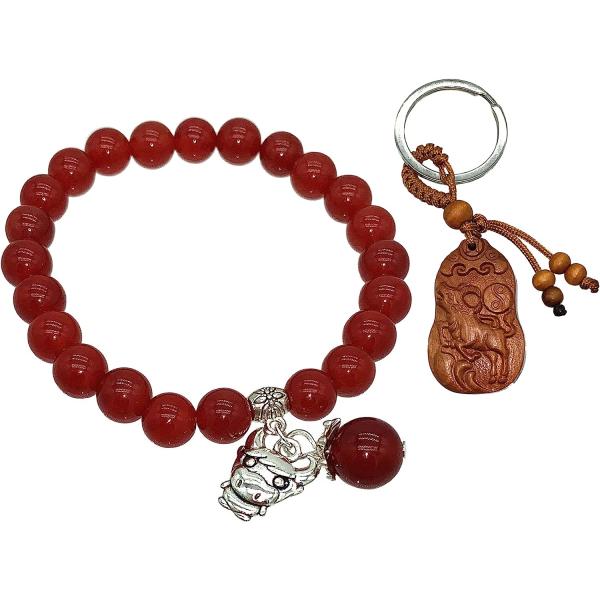 商品名Betterdecor 手作り 風水 中国 2021 干支 牛 ブレスレット 無料のキーチェーン付き 幸運のお守りBetterdecor Handmade Feng Shui Chinese 2021 Zodiac Ox Bracel...
