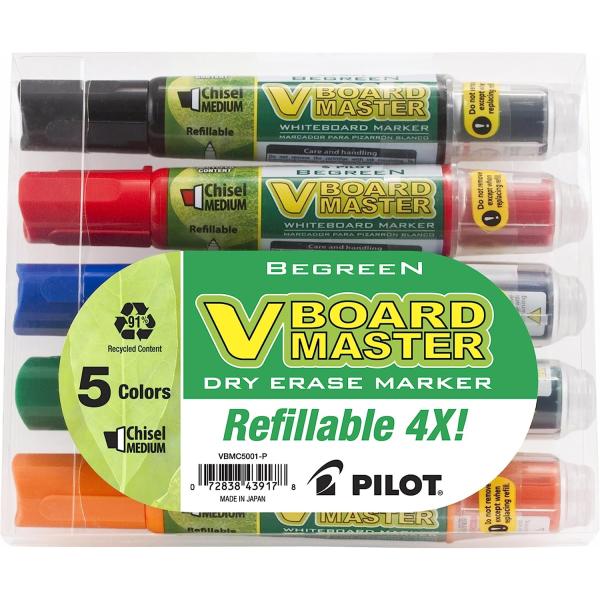 商品名BeGreen VBoard Recycled Master Whiteboard MarkerPilot  V-Board Master BeGreen 91% Recycled Dry-Erase Markers, Chisel ...