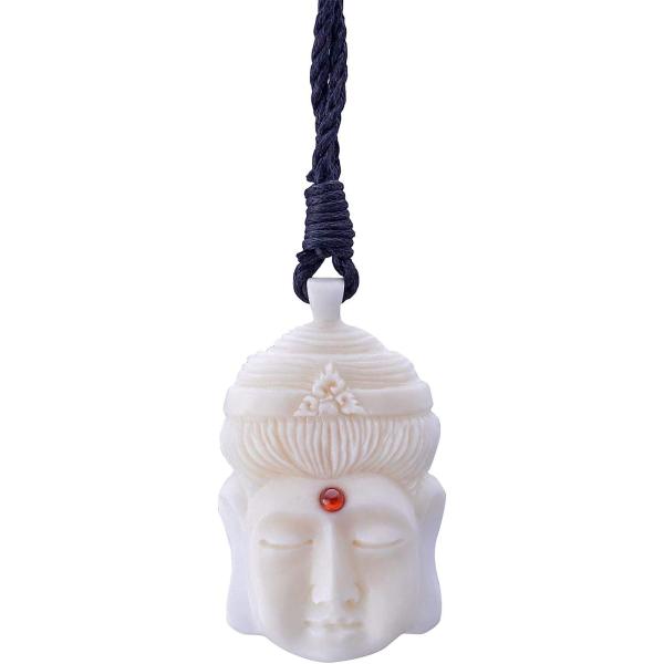 商品名81stgeneration チベット仏像白毫ボーンペンダント81stgeneration Women's Men's Hand Carved Bone Tibetan Buddha Third Eye Meditation Pend...