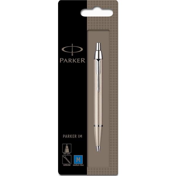 商品名Parker IM Chrome Trim Ballpoint Pen with Medium Nib, Blister Pack - Brushed Metalブランド：Parker商品サイズ：高さ：4 cm横幅：7.2 cm奥行：...