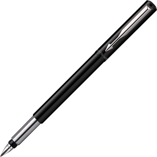 商品名(Medium Nib, Blister Pack, Black) - Parker Medium Nib Vector Fountain Pen, Black with Chrome Trim, Blue Ink, Blister ...