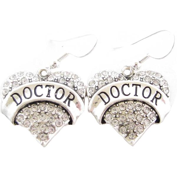 商品名Doctor MD Physician DocシルバーメッキクリアクリスタルハートイヤリングジュエリーDoctor MD Physician Doc Silver Plated Clear Crystal Heart Earrings...