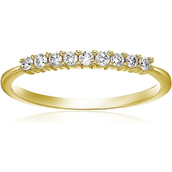 商品名1/5カラット 小粒ダイヤモンド 結婚指輪 14K ホワイトゴールドVIR JEWELS 1/5 cttw Round Diamond Wedding Band for Women in 14K Yellow Gold 9 Stone...