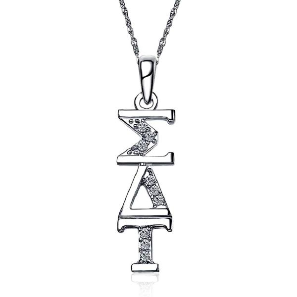 商品名Sigma Delta TauネックレスA 18 cmシルバーチェーン(sdt-p001 )Greek Star Sigma Delta Tau Necklace with a 18"" Silver Chain (SDT-P001)...