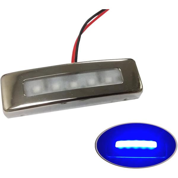 商品名MARINE BOAT SS 304 COURTESY LED LIGHT IN BLUE LIGHT FROM TOP IP67ブランド：Pactrade Marine商品サイズ：高さ：0.6 cm横幅：10.2 cm奥行：17.8...