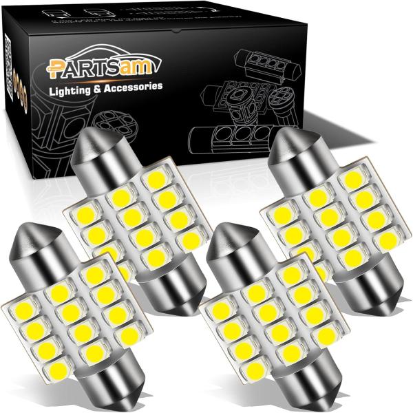 商品名Partsam 室内灯用 31ミリメートル CANBUSエラーフリー LEDライト 電球 ドームドアカーテシ電球 3175-de3021マップ 4本Partsam DE3175 31mm Festoon LED Bulbs White...