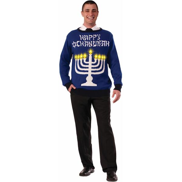 商品名Chanukah Light Up Menorah Sweater ハヌカライトアップ本枝の燭台セーター♪ハロウィン♪サイズ：MediumForum Novelties Men's Lite-Up Menorah Chanukah S...