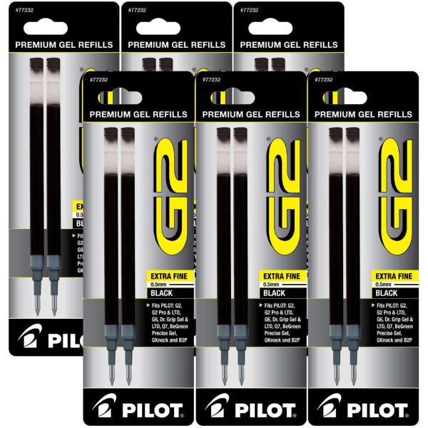 商品名Pilot g2 Gelインク詰め替え、2 - Pack for Rolling Ball Pens, Extra Fine Point,ブラックインク, Pack of 6 = 12リフィルPilot G2 Gel Ink Refi...