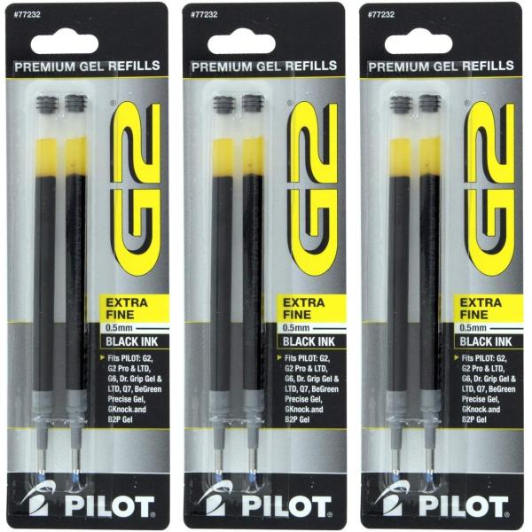 商品名Pilot G2 Dr.Grip Gel/Ltd、ExecuGel G6、Q7ローラーボールゲルインクペンリフィル、0.5mm、極細、ブラックインク、6本パック。Pilot G2, Dr. Grip Gel/Ltd, ExecuGel...