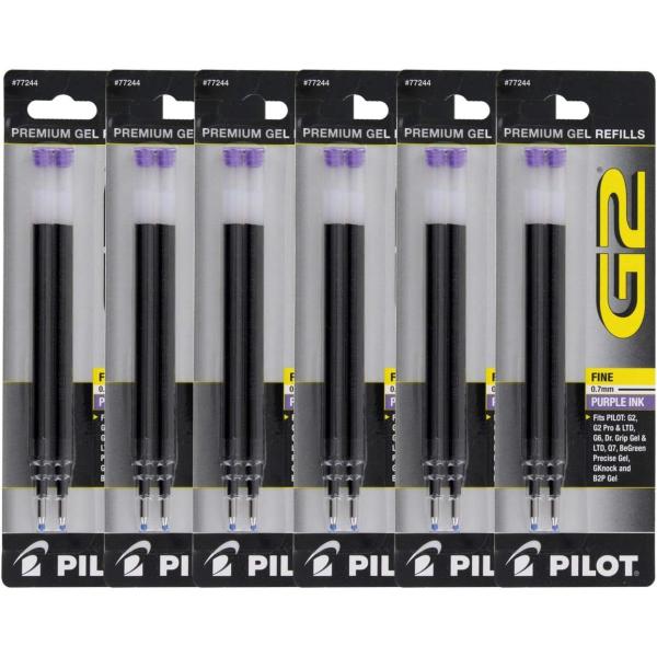 商品名Pilot G2、Dr. Grip Gel/LTD、エグゼル G6、Q7Bolgrafo ローラー (Tinta de Gel ペン詰め替え 0,7mm、細字、prpura、12unidades、TintaPilot G2, Dr. ...