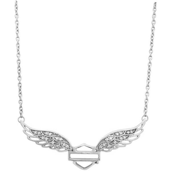 商品名ハーレーダビッドソンレディースネックレス、バー＆シールドクリスタルウイング、シルバーHDN0288Harley-Davidson Womens Necklace, Bar &amp; Shield Crystal Winged, Si...