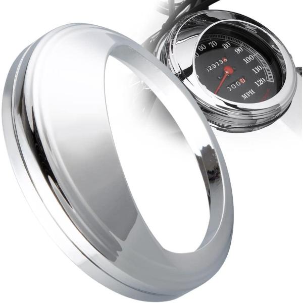 商品名KiWAV バイク スピードメーター トリムリングバイザー アルミ製 クロム ハーレーダビッドソンに適合うするKiWAV 5 inch Speedometer Gauge Tank Mounted Cover Trim Ring Be...