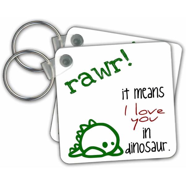 商品名3dRose Rawer It Means I Love You in Dinosaur Key Chains, Set of 2 (kc_193339_1)ブランド：3dRose商品サイズ：set of 2高さ：0.8 cm横幅：1...