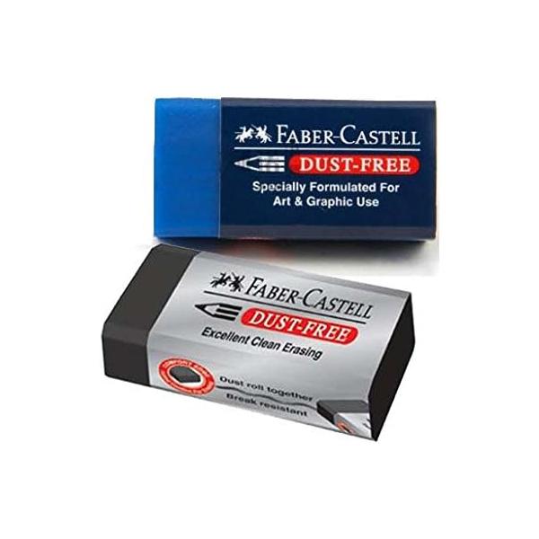 商品名(2, Blue and Black) - 2 Combination of Faber-Castell Pencil Erasers, DUST FREE (Excellent clean erasing and Specially...