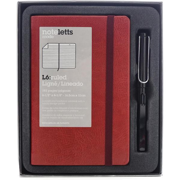 商品名ラミーサファリブラック万年筆&amp;レッドNoteletsルールドノートブックギフトボックスLamy Safari Black Fountain Pen &amp; Red Notelets Ruled Notebook Gift ...